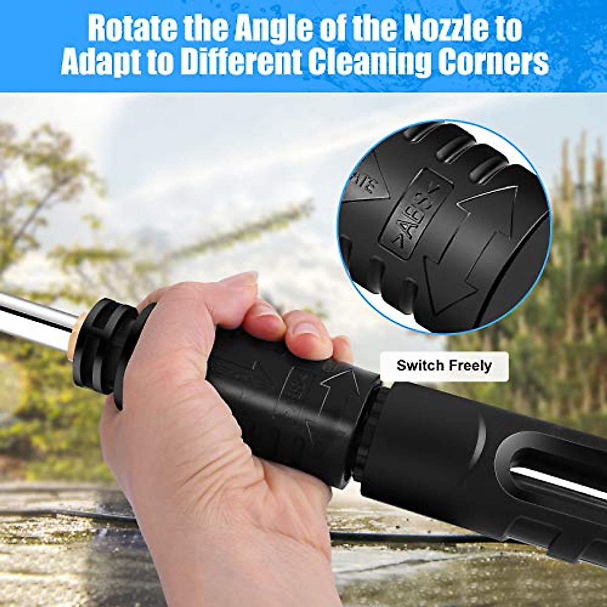 WHOLESUN 𝟐𝟏𝟓𝟎𝐏𝐒𝐈 𝑷𝒓𝒆𝒔𝒔𝒖𝒓𝒆 𝑾𝒂𝒔𝒉𝒆𝒓, 1900W High Power Washer with 𝟭.𝟳𝟭 𝗚𝗣𝙈 Motor with Hose Reel, Self Assembled, Rotatable Iron Spray Lance for Patio/Garden/Car(Blue)