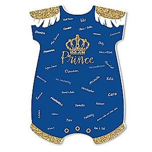 Big Dot of Happiness Royal Prince Charming - Baby Bodysuit Guest Book Sign - Baby Shower Guestbook Alternative - Signature Mat