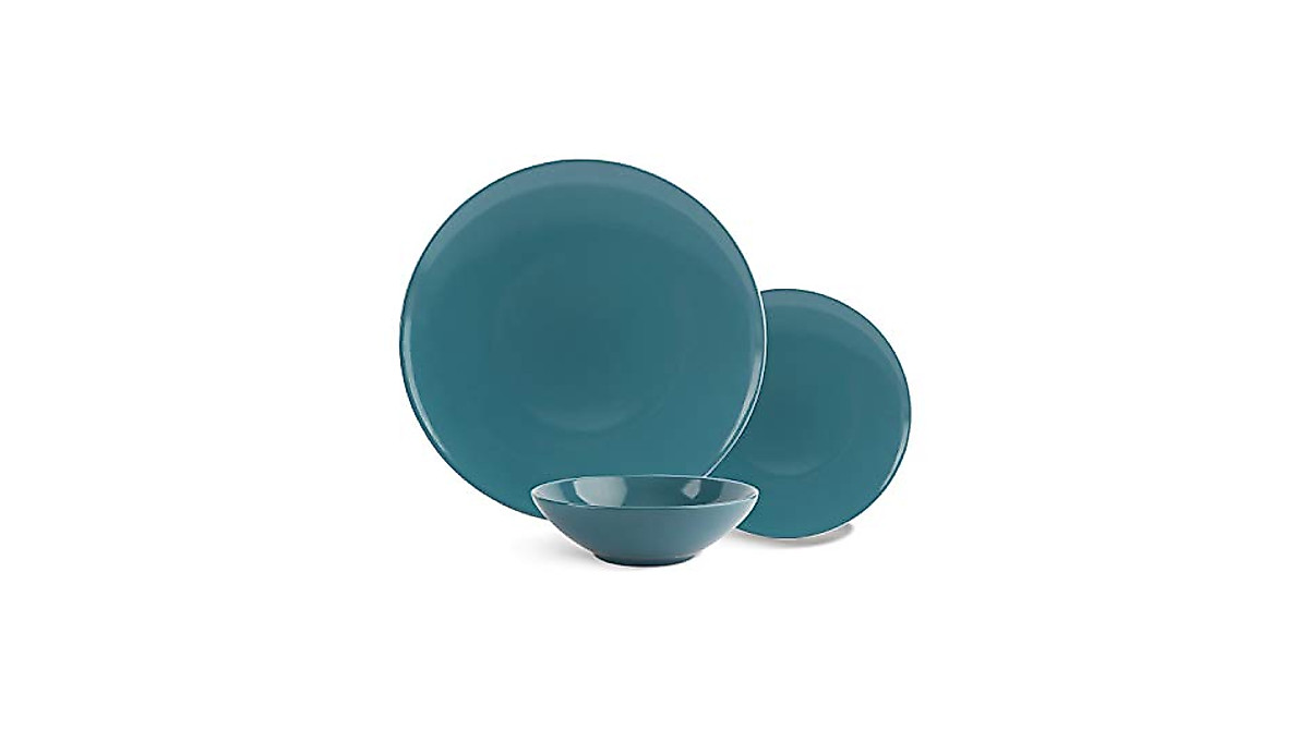 Deep Teal Dinnerware Set - Amazon Basics, 18 Pieces