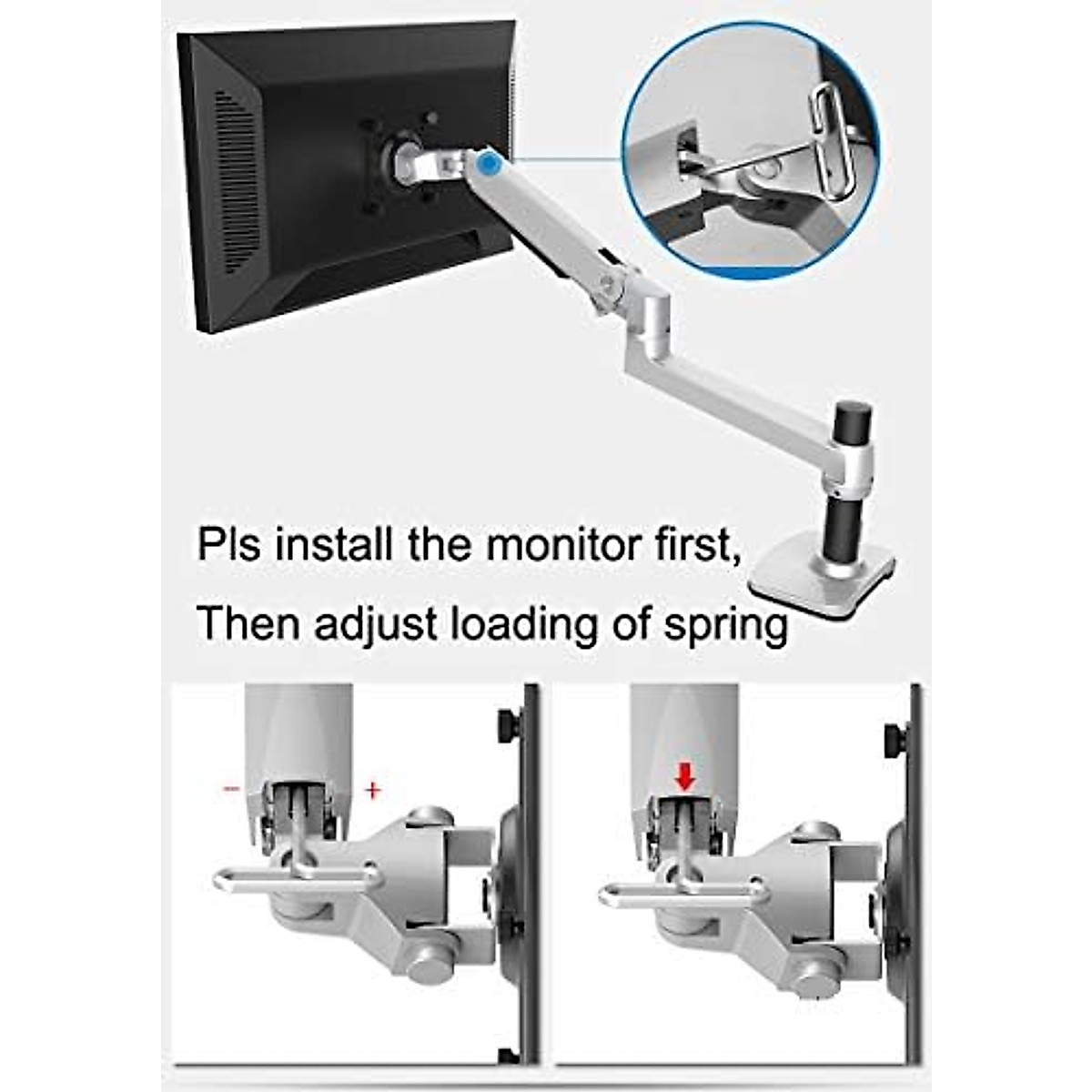 XSJ8013WT Wall Mount Laptop Holder Ultra Long Arm Aluminum Mechanical Spring Full Motion Laptop Mount Arm Monitor Holder Lapdesk (Silver)