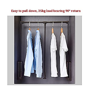 Brown Drop-Down Wardrobe Hanging Rail, Aluminum Alloy Closet Storage Rack, Adjustable Closet Rod Wardrobe Lifter Storage Rack, Adjustable 450-1150mm, Load 30KG (Size : 830-1150mm)