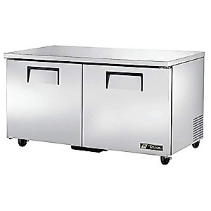 True TUC-60-HC 60" Two Section Undercounter Refrigerator, Solid Doors