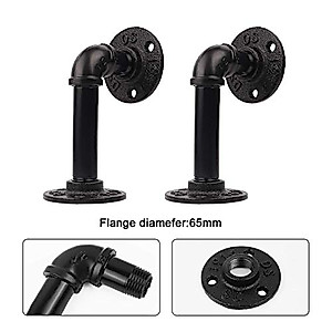 EQUASON Set of 6 Industrial Iron Rustic Pipe Custom Floating Shelves DIY Shelf Brackets Black Hardware Included