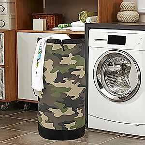 Ollabaky Modern Camouflage Laundry Bag Backpack, Durable Nylon Laundry Backpack with Adjustable Shoulder Strap and Drawstring Closure, Hanging Laundry Bag for Home Laundromat College Travel
