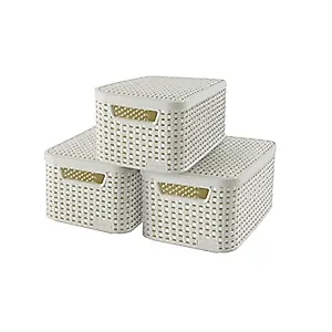 Curver | Set of 3 Style S Storage Boxes + Lids, White, Plastic