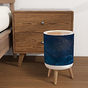 PHAIBHKERP Trash Can with Lid Night Sky Stars Garbage Can Round Waste Bin Press Cover Dog Proof Wastebasket for Kitchen Bathroom Living Room Nursery 1.8gal, ljt