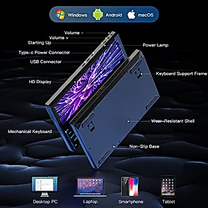 Fagomfer FICIHP K2 12.6" Touchscreen Gaming Mechanical Keyboard,71 Keys Portable USB Wired RGB Backlit Compact Keyboard,Plug and Play Multifunctional Split Screen Keyboard for Windows Mac Android