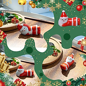 9 Pcs Christmas Ceramic Chopstick Rest Santa Claus Spoon Forks Knives Tableware Rest Set Perfect for Christmas Festive Gift Dinner Table Ornament