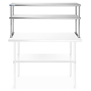GRIDMANN NSF Stainless Steel Commercial 2 Tier Double Overshelf 48 in. x 12 in. for Kitchen Prep & Work Table