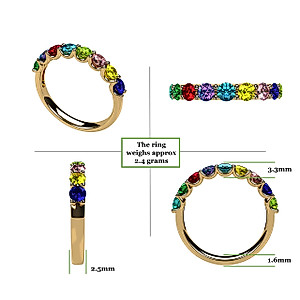 Central Diamond Center U'r Family Ring 1 to 9 Simulated Birthstones - 14k Yellow Gold - Size 6