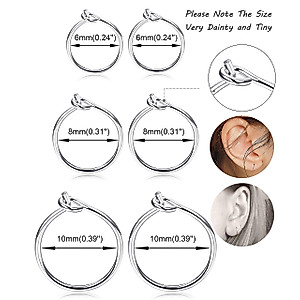 Fiasaso 3 Pairs 925 Sterling Silver Hoop Earrings For Women Small Hoop Earrings Sleeper Earrings Piercing Jewelry Set 6MM 8MM 10MM Silver Tone
