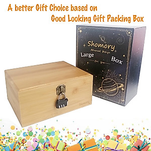 Shomory Wooden Smell Proof Stash Box with Rolling Tray Combo, Bamboo Large Locking Kit Glass Jar Paper, Secret Storage Herb Accessories