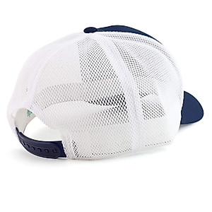 Trendy Apparel Shop Oversize XXL Structured Trucker Mesh Baseball Cap - Navy White - 2XL