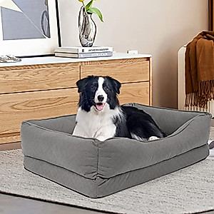 Dog Bed, Orthopedic Bolster Dog beds for Large Dogs, Egg Crate Foam Sofa with Removable Washable Bed Cover, Nonskid Bottom Couch, Pet Beds for Large&Extra Large Dogs