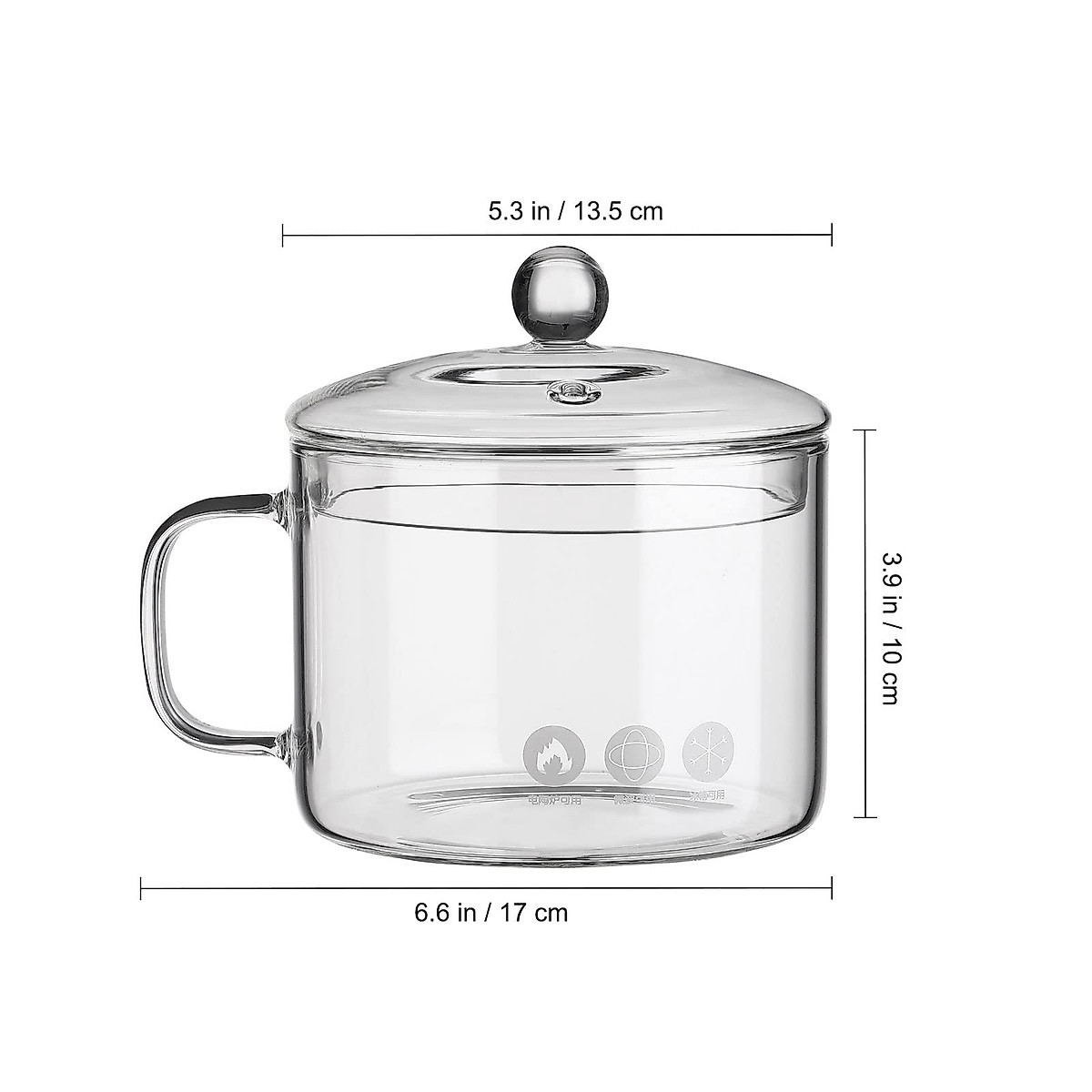 UPKOCH Glass Cooking Pot 50Oz Stovetop Pot Glass Saucepan with Cover Clear Simmer Pot Soup Pot with Lid for Pasta Noodle Milk Heat Resistant