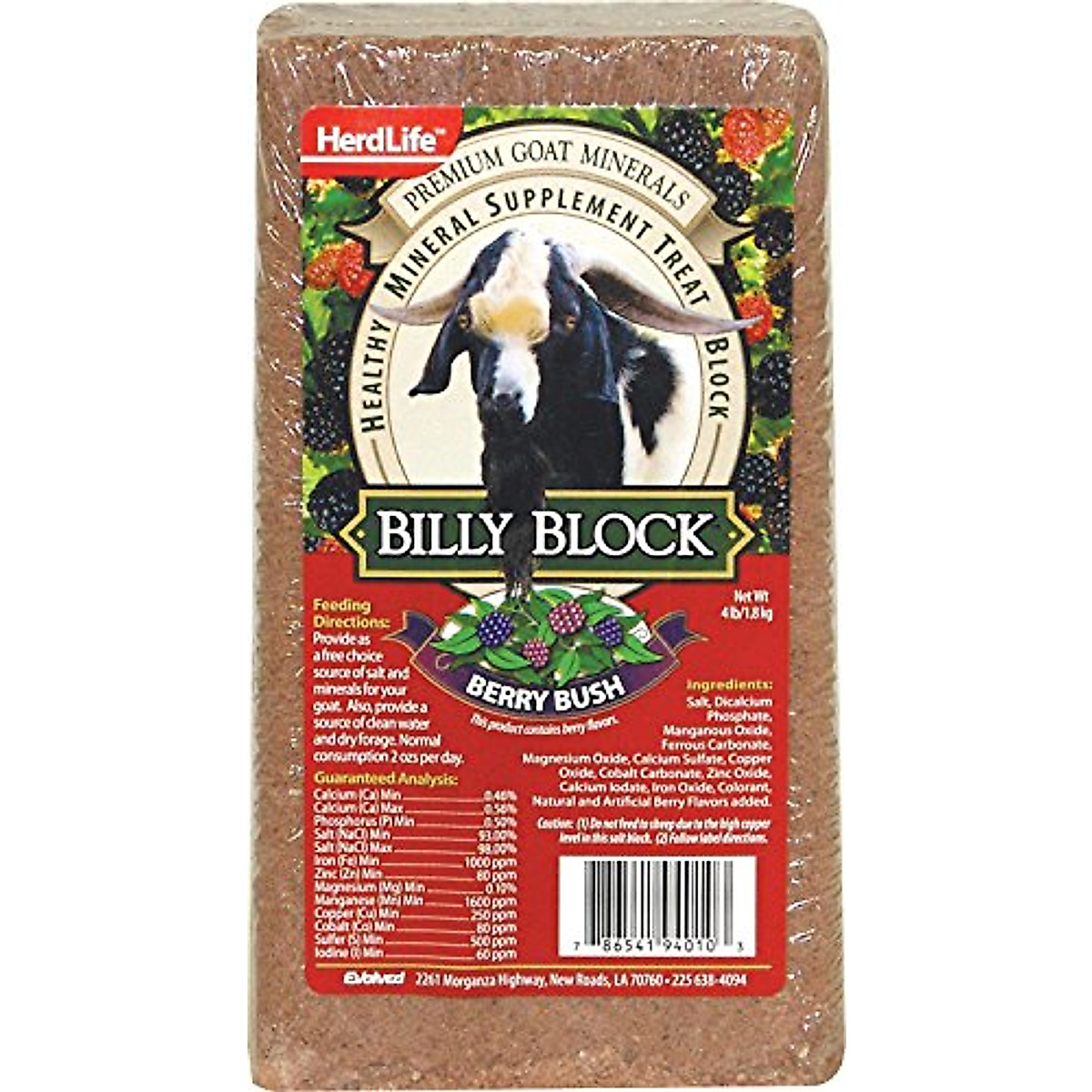 Evolved Habitats 94010 Billy Goat Mineral Supplement Treat Block - Berry Bush - 4 lbs.