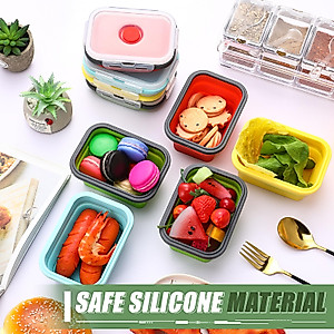 Bokon 16 Silicone Collapsible Food Storage Containers 11.8 oz Reusable Collapsible Bowls with Lids Vent Foldable Food Container Sets Meal Prep Container Silicone Lunch Box, Microwave Dishwasher Safe