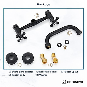 Oil Rubbed Bronze 8’’ Shower Faucet 2 Lever Handle Bathtub Spout 3 Function Bathroom Wall Mount Kitchen Faucet 8’’ Center 9’’ Spout Reach 2 Cross Handle Victorian Kitchen Sink Faucets