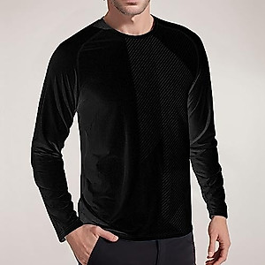 Sauna Shirt for Men Mens Tshirt Breathable Long Sleeve Casual Outdoor Lightweight Athletic Tees True Comfort Trendy Tops Cool Shirts Men Black
