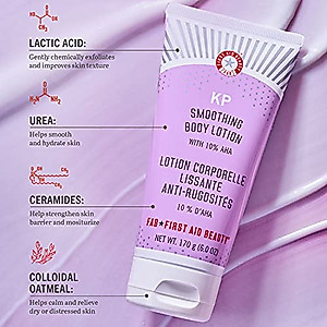 First Aid Beauty KP Smoothing Body Lotion – Chemically Exfoliates and Moisturizes with 10% Lactic Acid (AHA), Urea, Colloidal Oatmeal and Ceramides – 6 oz﻿