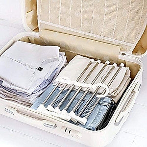 HEEYO Space-Saving Five-in-one Pants Rack Non-Slip Pants Storage Bag for Pants, Jeans, Scarves, Clothing (White)