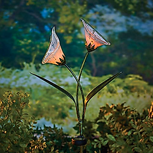 ART & ARTIFACT Calla Lily Garden Stake - Glass Lilies Solar Lights Outdoor Waterproof Yard Decor, LED Light Garden Accessories Home Decor