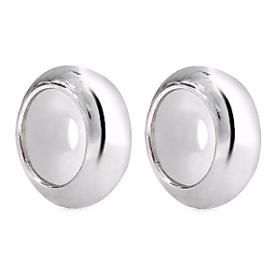 Queenberry Sterling Silver Focal Round Stopper with Rubber Bead for European 3mm Cable Chain Charm Bracelets