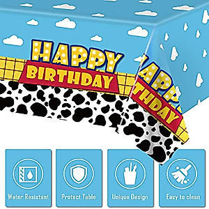 Cartoon Story Backdrop Birthday Party Supplies & 3 Pack Cartoon Story Birthday Tablecloth