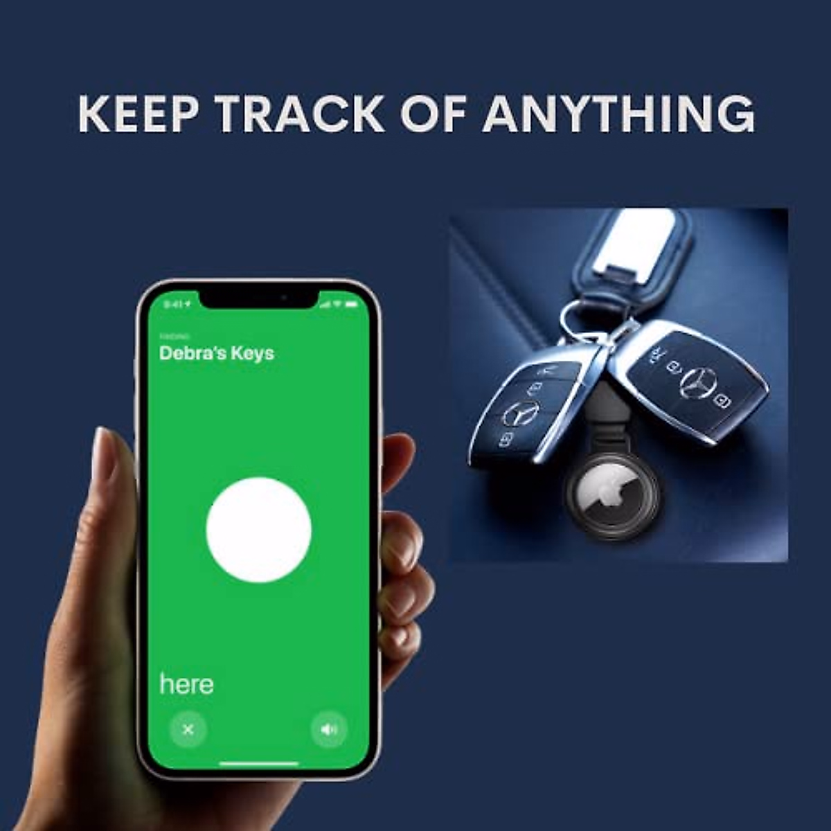 Deluxe AirTag Keychain, Metal and PU Leather Key Ring for Apple AirTag, Air Tag Key Anti-Loss Device (Gold)