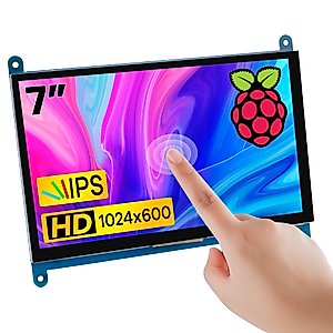 Hosyond 7 Inch IPS LCD Touch Screen Display Panel 1024×600 Capacitive Screen HDMI Monitor for Raspberry Pi5/Pi4/Pi3/ZERO W, BB Black, Windows 10 8 7