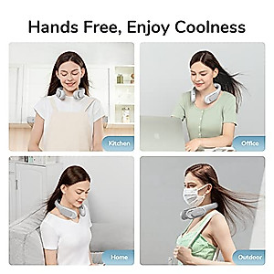 JISULIFE Portable Ultimate Bladeless Neck Fan, 【3+1 Speeds】 Rechargeable Personal Fan for Neck with Multi Motors, USB Wearable Fan for Outdoor, Home, Office, with Silicone Neck Brace - Space Grey