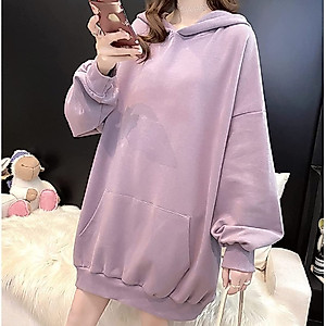 Women Kawaii Bunny Ear Hoodie Rabbit Aesthetic Cute Oversized Japanese Hooded Sweatshirt Long Sleeve Top Fall Winter (Purple,XL,X-Large)