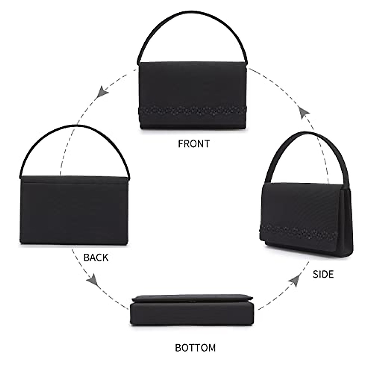 Ava&Lina Black Clutch Purse Women Evening Handbag Top Handle Bag