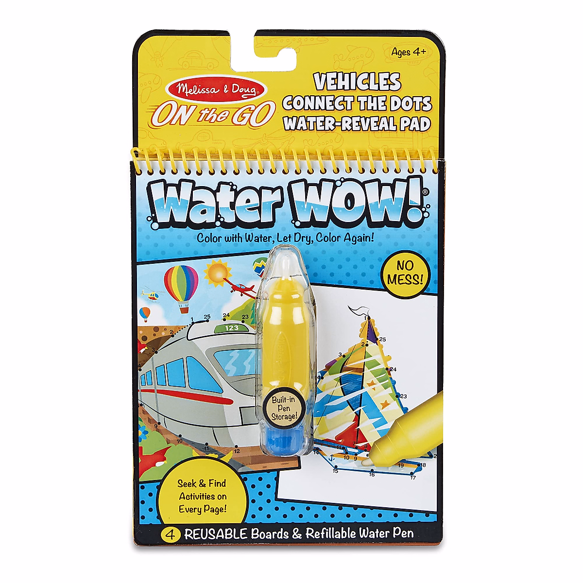 Melissa & Doug On the Go Water Wow! Reusable Water-Reveal Activity Pads, 3pk, Connect The Dots - Vehicles, Farm, Safari, Party Favors, Stocking Stuffers, Travel Toys, Mess Free Coloring Books, Ages 4+
