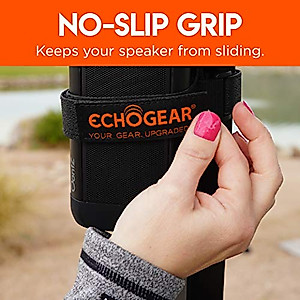 ECHOGEAR Portable Speaker Mount with Carabiner for Boats, Bikes & Golf Carts - Adjustable Strap Securely Holds Any Bluetooth Speaker Under 3.8" Wide