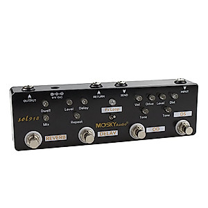 Moskyaudio New 5 in 1 Multieffects Pedal with Overdrive Distortion FX Loop Delay Reverb Effects Footswitch True bypass(sol918)