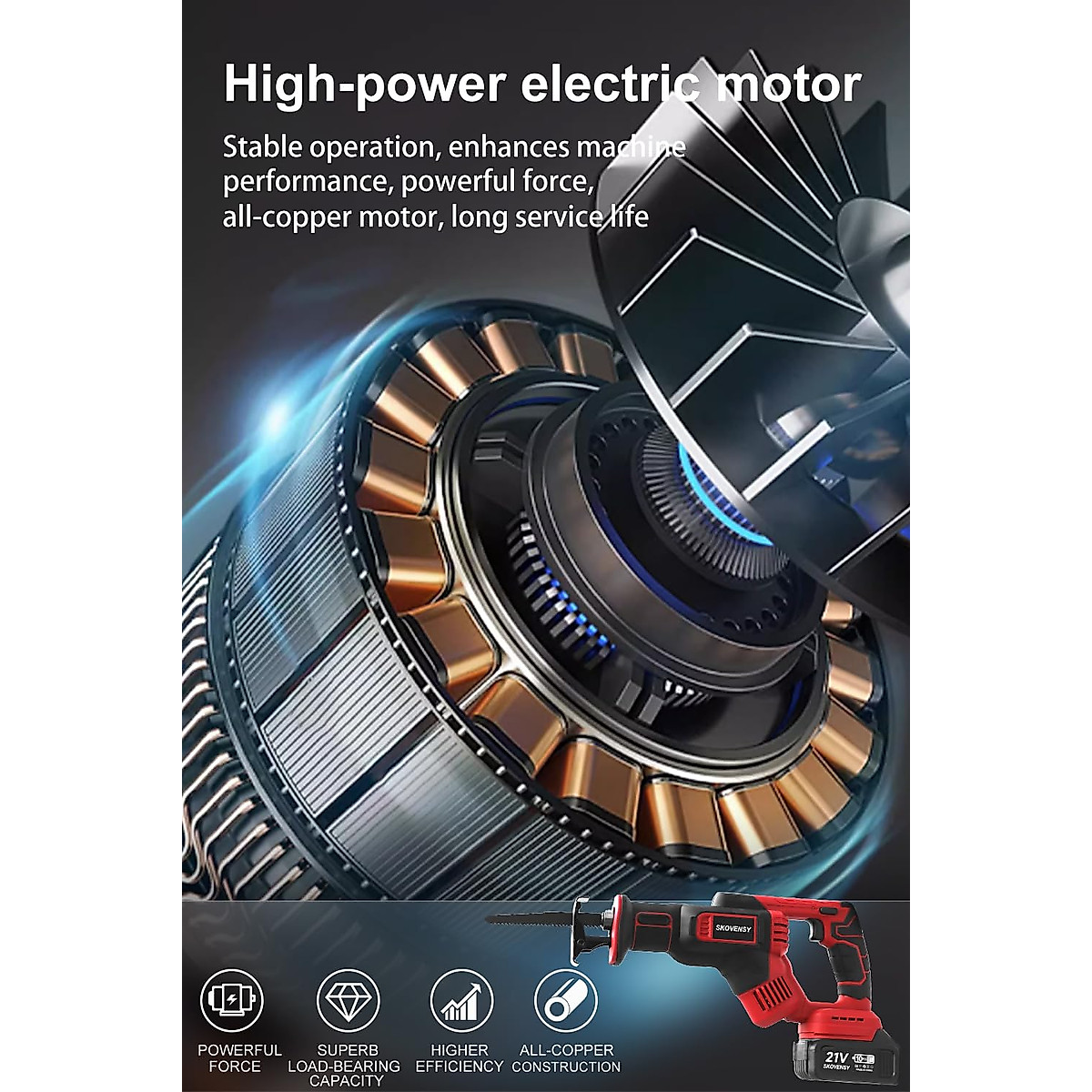 Cordless Reciprocating Saw, 2 x 4.0Ah Battery,Cordless Variable Speed, Saw Blades Kit for Wood/Metal/PVC Cutting RED