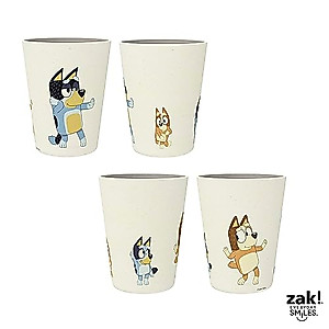 Zak Designs Bluey Kids Dinnerware Set 3 Pieces, Durable and Sustainable Melamine Bamboo Plate, Bowl, and Tumbler are Perfect For Dinner Time With Family (Bluey, Bingo, Bandit, Chilli)