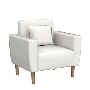 FREEHOMAE Polyester Accent Chair for Living Room, Square Arm Chair with Toss Pillow Comfy Single Sofa Club Chair for Small Space