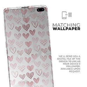 DesignSkinz Karamfila Marble & Rose Gold Hearts v3 Protective Vinyl Decal Wrap Skin Cover Compatible with The Samsung Galaxy S20 (Screen Trim & Back Glass Skin)