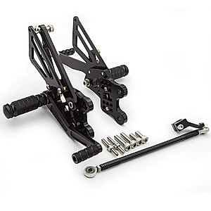 CNC Motorcycle Adjustable Rearsets Foot Pegs Rear Set Footpeg Brake Shift Pedal Compatible with Ninja ZX12R ZX-12R 2000 2001 Black