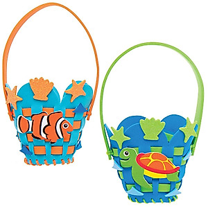 Baker Ross AT921 Sealife Weaving Basket Kits - Pack of 4, Introductory Sewing for Beginners and for Kids Arts and Crafts Projects