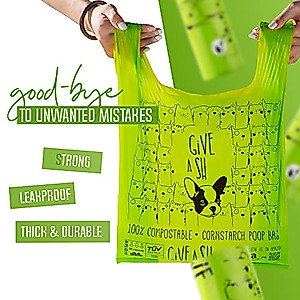 Certified Home Compostable Cat Litter Bags For Poop/Large Dog Poop Bag - 10% to Charity, Cornstarch-Based Compostable Dog Poop Bags + Cat Litter Trash Bags (30 Extra Large Disposable Litter Bags)