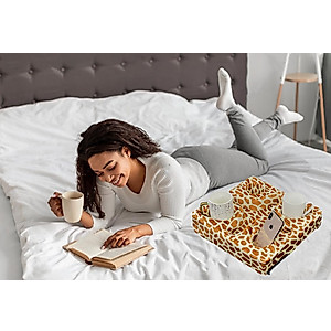 Couch and Bed Cup Holder Pillow, Sofa Refreshment Tray for Drinks/Remote Control/Snacks Holder (Giraffe)