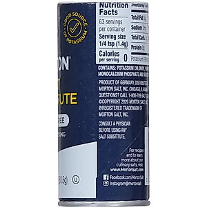 Morton Salt Substitute, Sodium Free, 3.12 Ounce