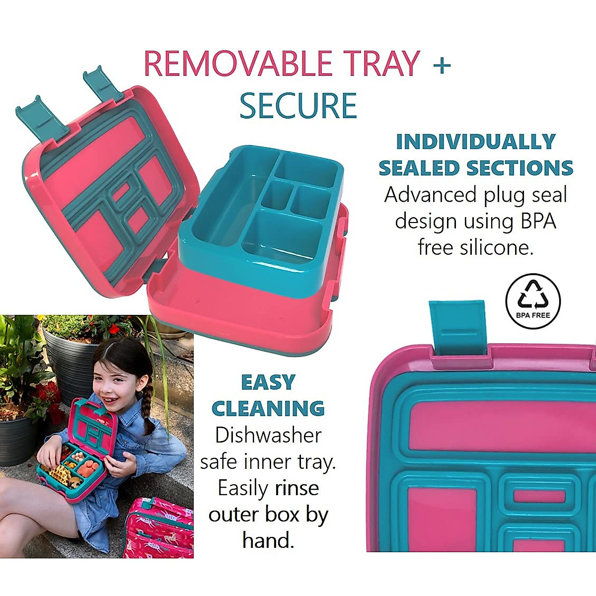 Bundle of kinsho Bento Lunch Box with Insulated Bag, Water Bottle&Ice Pack Set (Pink Unicorn) + Pencil Case for Girls, Cute Pouch Box Bag for Little Kids (Pink Unicorn)