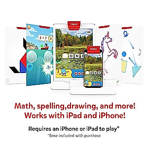 Osmo - Genius Starter Kit for iPad & iPhone - 5 Educational Learning Games - Ages 6-10 - Math, Spelling, Creativity & More - STEM Toy Gifts for Kids, Boy & Girl - Ages 6 7 8 9 10 (Osmo Base Included)