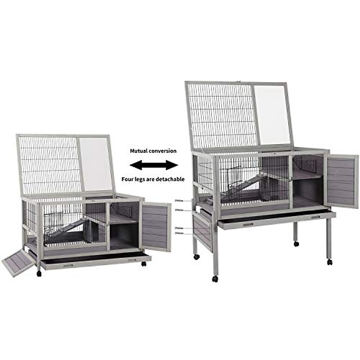 GUTINNEEN Rabbit Cage Indoor Outdoor Bunny Hutch for Hamster Ferret and Other Small Animals Guinea Pig Habitats with Wire Bottom Netting Above The Pull Out Tray