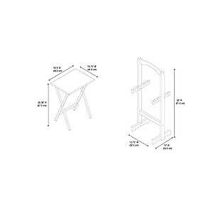 Linon Tray Table Set, 15.75"D x 18.9"W x 26.38"H, White