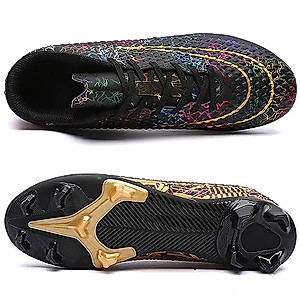 HaloTeam Soccer Shoes Men's Cleats Professional Training Turf TF/AG Outdoor Indoor Football Boots Sneaker,T5077 Black,10 US